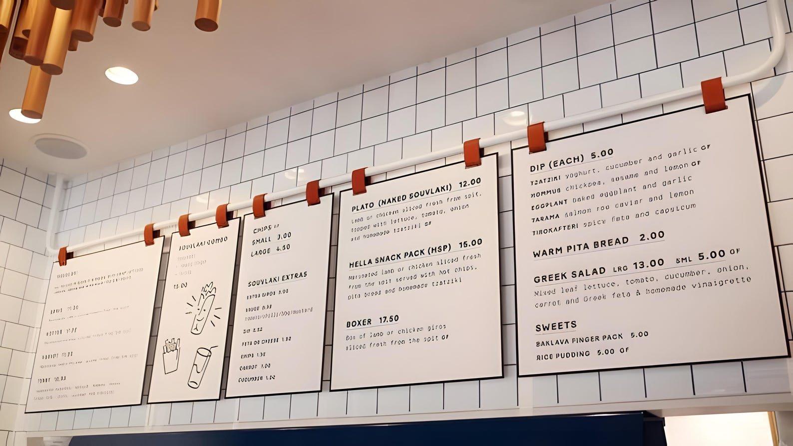 Hanging Menu Sign, Wall Mounted Cafe Menu Display, Double Sided Blade ...