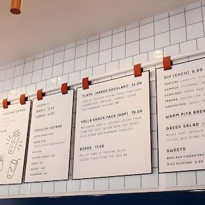Hanging Menu Sign, Wall Mounted Cafe Menu Display, Double Sided Blade ...