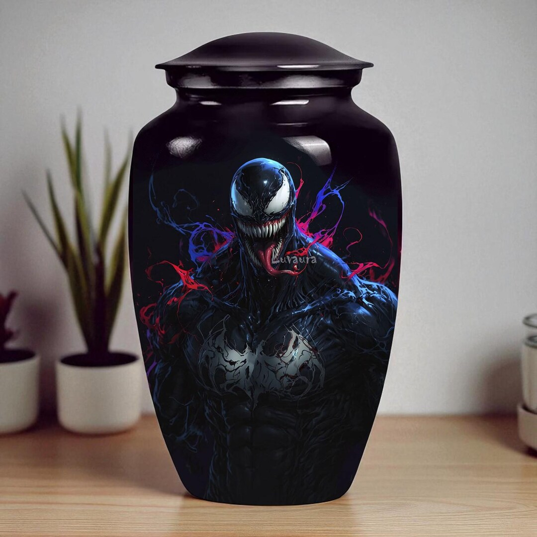 Venom Superhero Cremation Urn – Dark Comic Style Ashes Jar – Unique ...