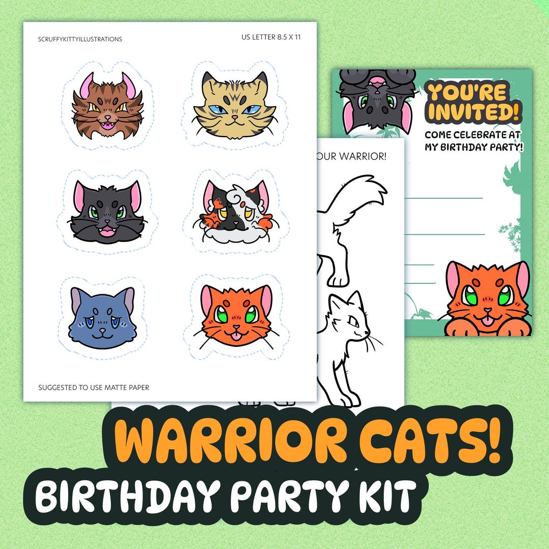 PRINTABLE War Cats Birthday | Coloring Sheet / Invitations / Cupcake ...