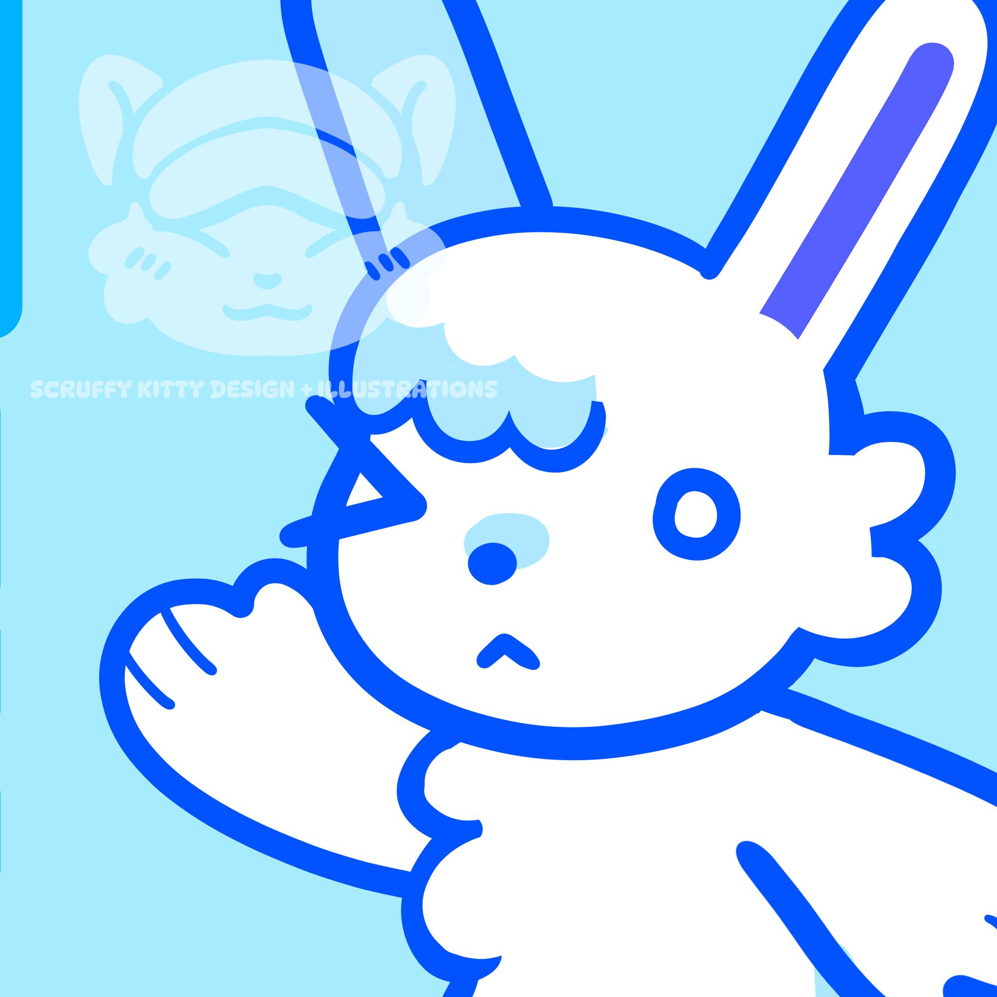 PRINTABLE Trendy Cute Bunny Artwork, Y2K Frutiger Aero / Kawaii Pastel ...