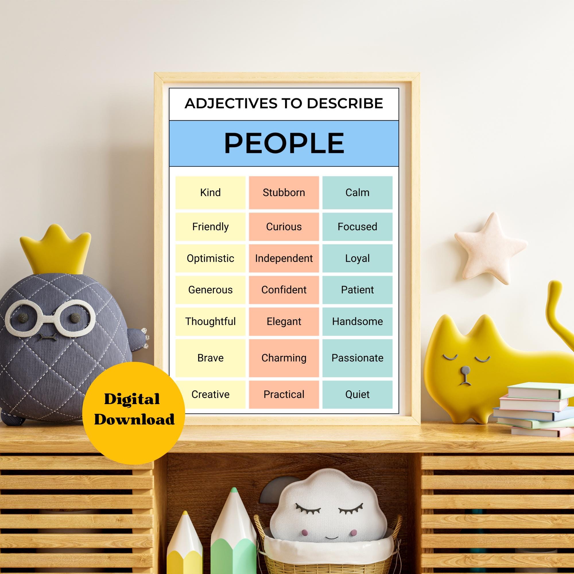 Adjective Posters for English Learning - Educational Printable Wall Art ...