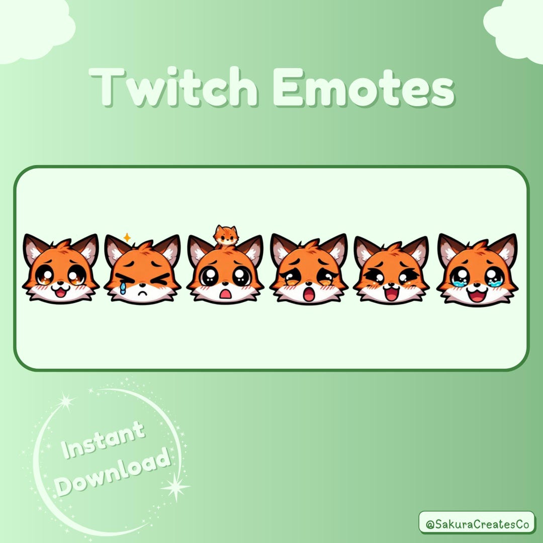 6 Fox Twitch Emotes, Premade, Ready to Download, New, Kawaii, Graphics ...