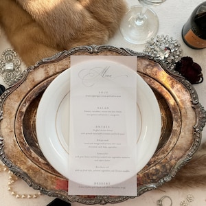 Bling Vellum Wedding Menus | Long Reception Menu | Dinner Menu | Table ...