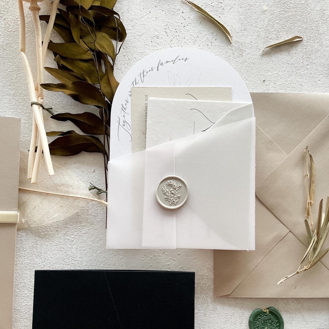 Vellum Jacket Arch Wedding Invitations Luxury Wedding Invitation Vellum ...