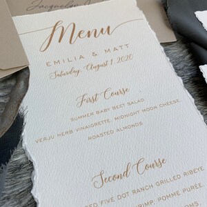 Deckle Edge Menu Reception Menu Dinner Menu Table Menu - Etsy