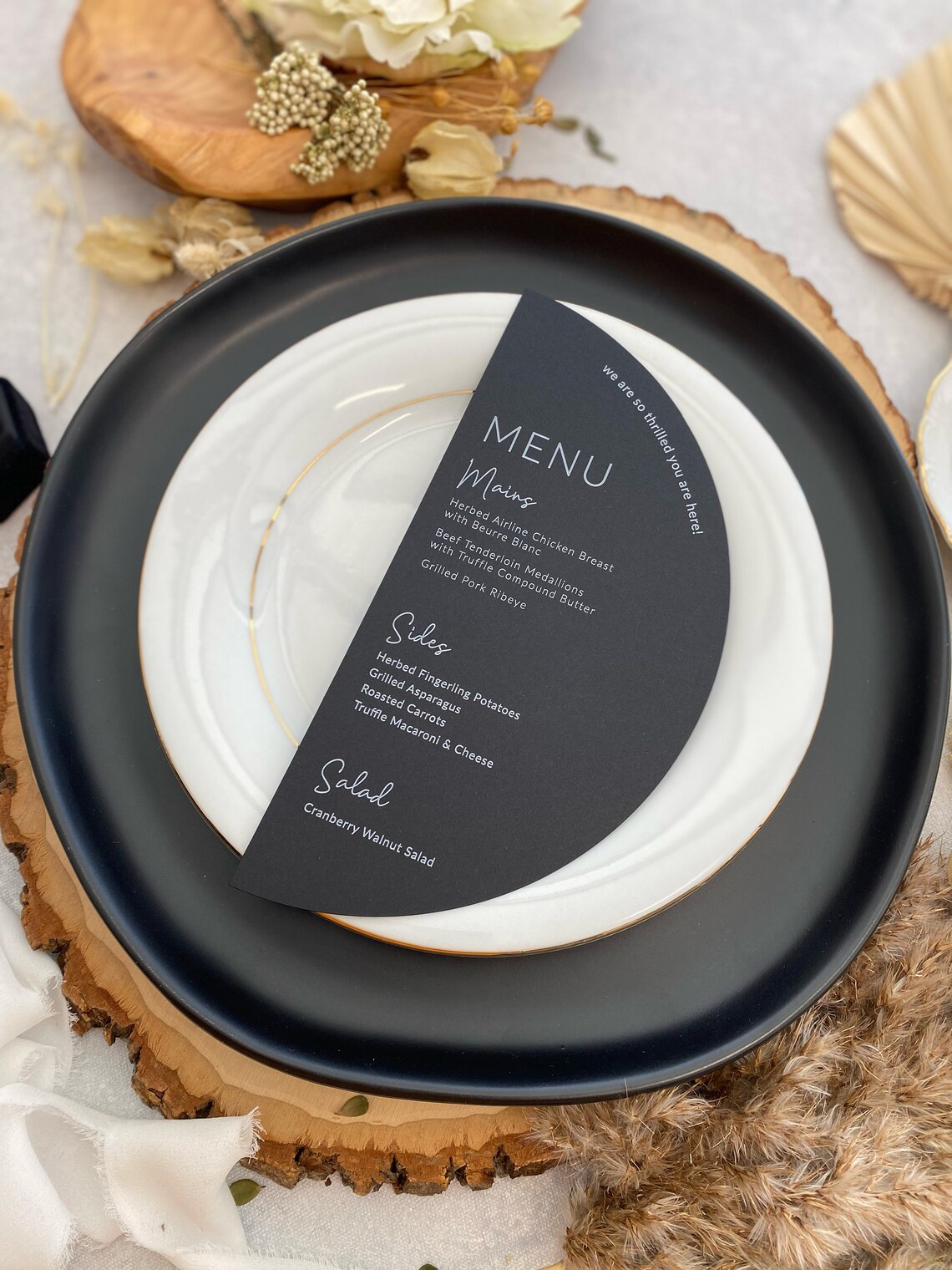 Black Half Circle Menus - Half Moon - 7.5 Inches Tall Style 298 - Etsy