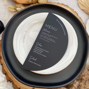 Black Half Circle Menu Half Moon Any Color Paper 5.75inch or 6.5 Inches ...