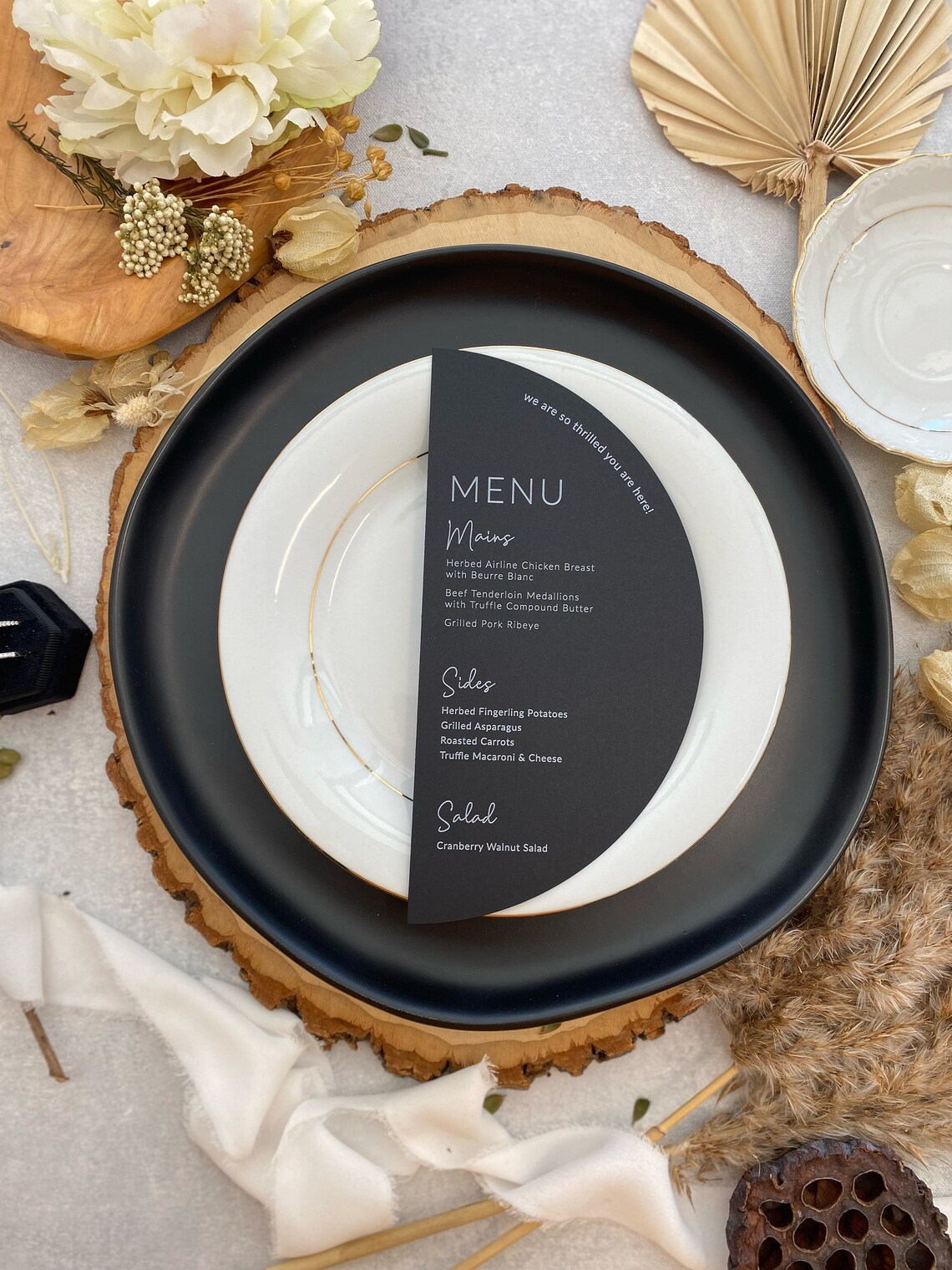 Black Half Circle Menus - Half Moon - 7.5 Inches Tall Style 298 - Etsy