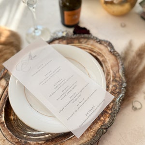 Bling Vellum Wedding Menus Long Reception Menu Dinner Menu Table Menu ...