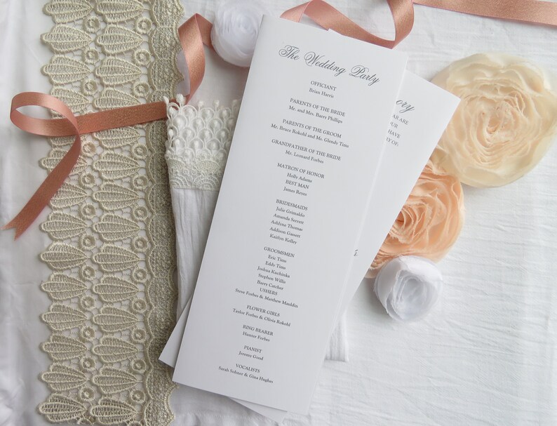 Folded Wedding Program Printable Template or Printing - Etsy