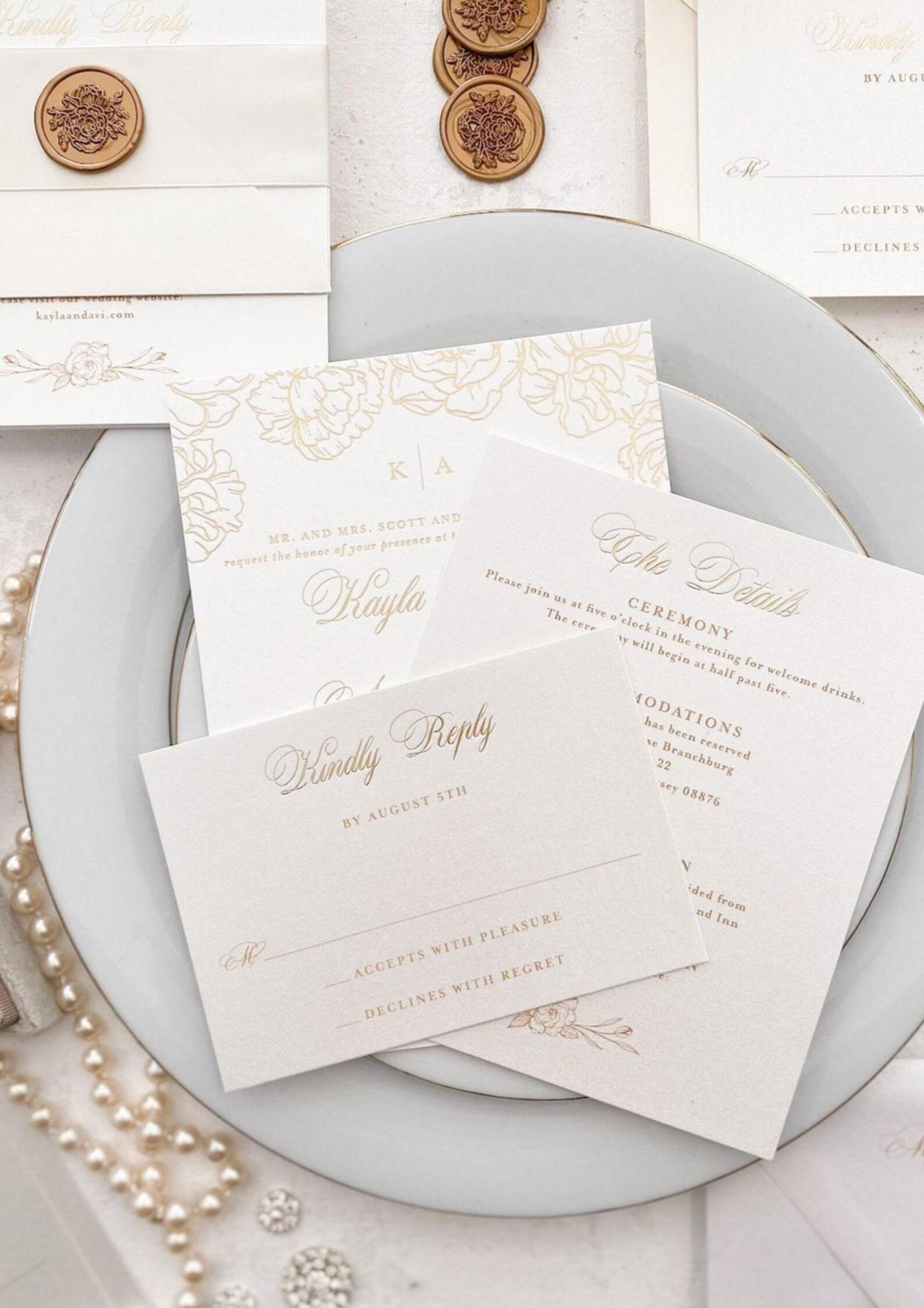 Elegant Ivory Wedding Invitations | Style 185 - Etsy