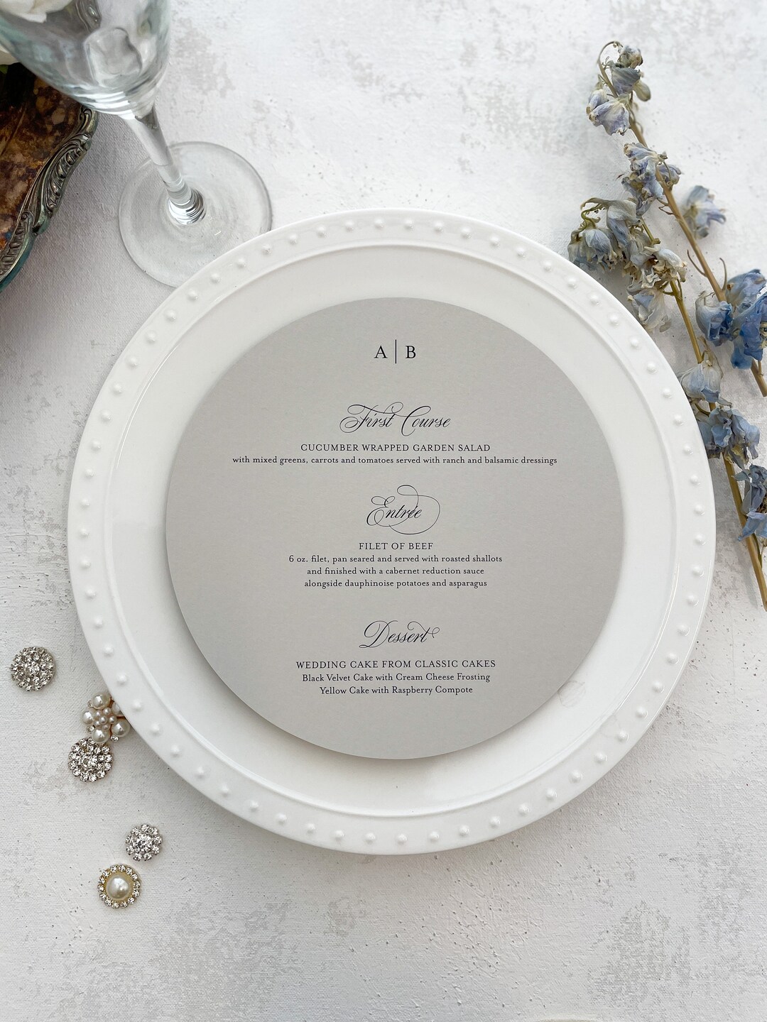 Circle Wedding Menu Any Color Paper 7.5 - Etsy