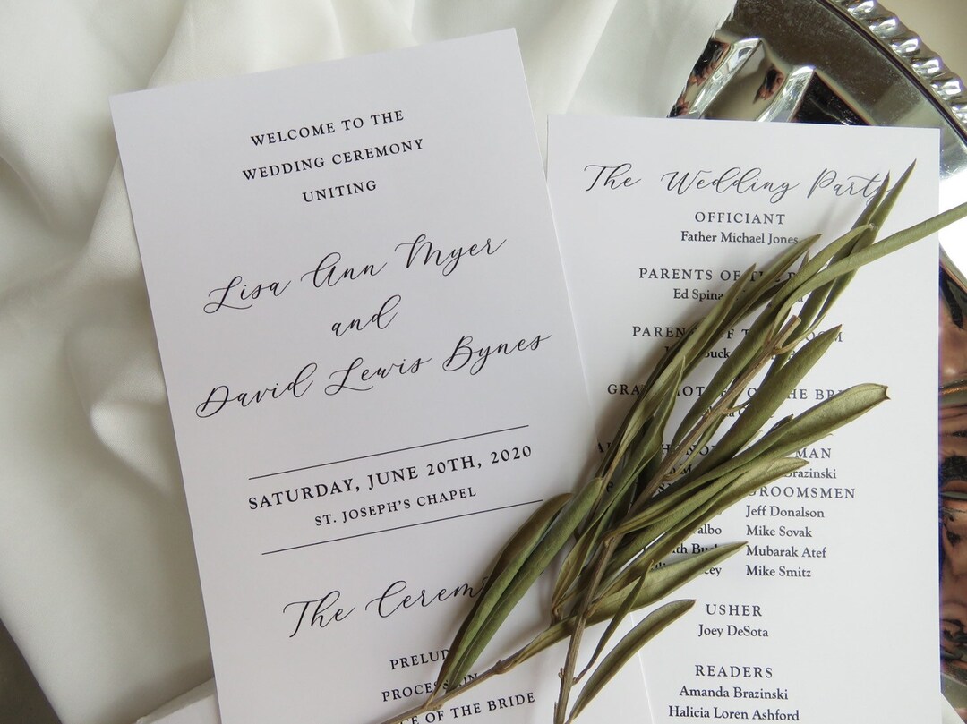 Wedding Programs Ceremony Program Double Sided Programs Style Programs SET OF 10 - Etsy