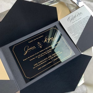 Black Acrylic Wedding Invitations Invitation Cards Elegant Invitation ...