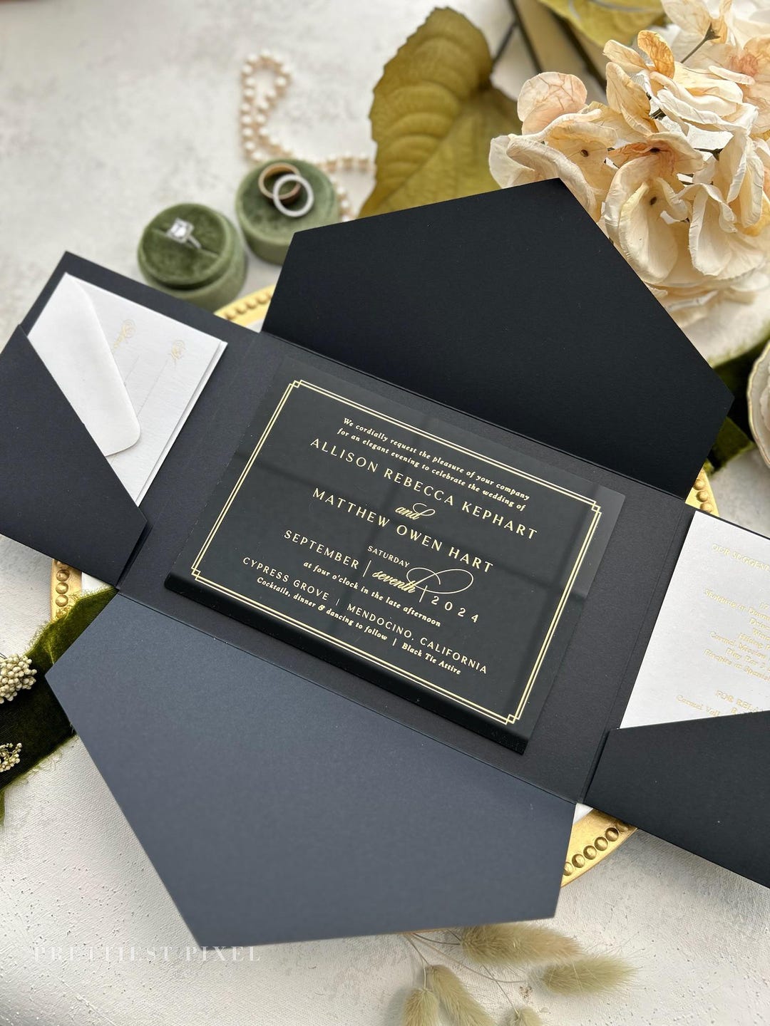 Black Acrylic Wedding Invitations Invitation Cards Elegant Invitation ...