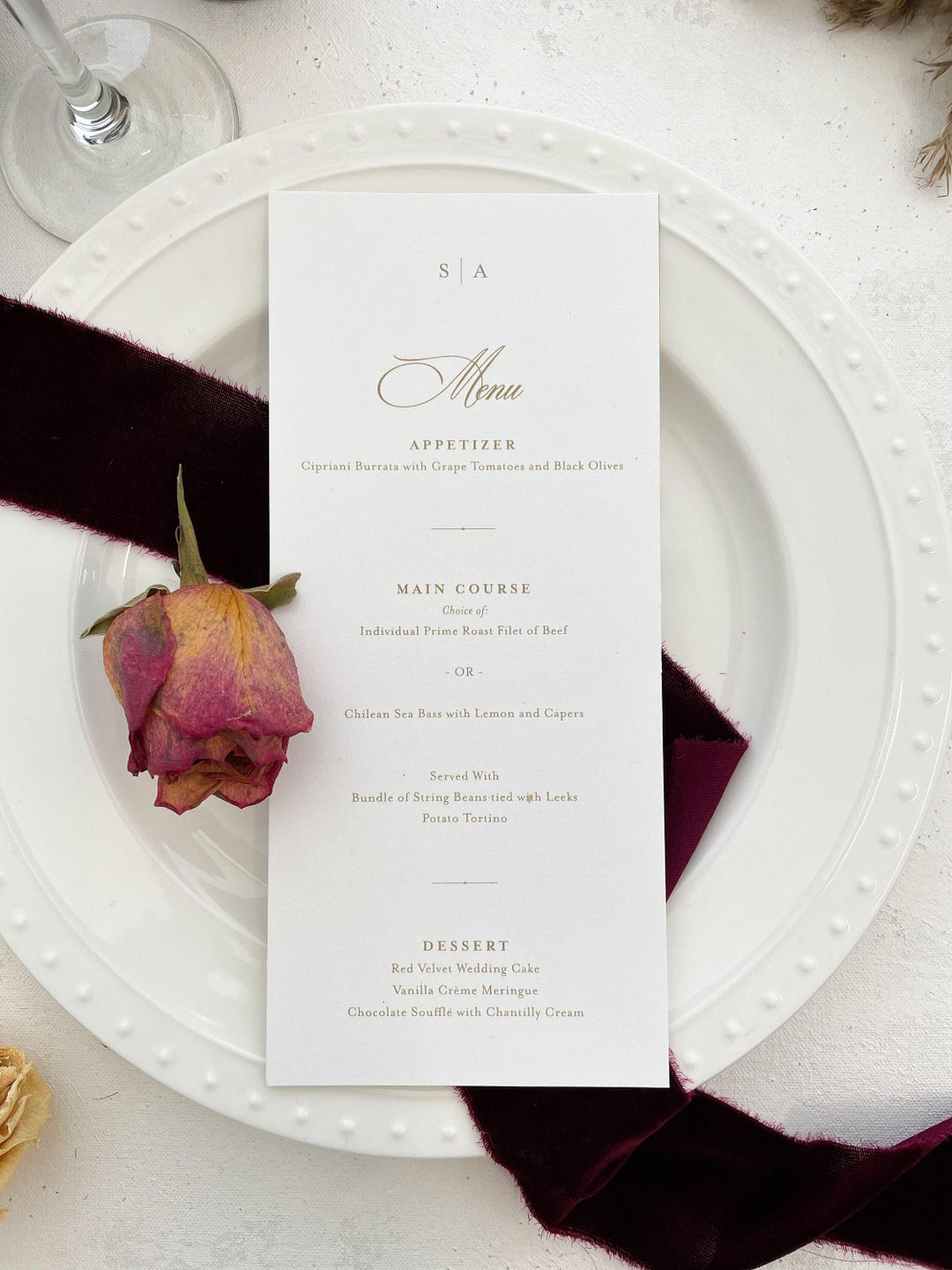 Wedding Menus | Reception Menu | Dinner Menu | Table Menu | Style 97 - Etsy