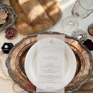 Bling Vellum Wedding Menus | Long Reception Menu | Dinner Menu | Table ...
