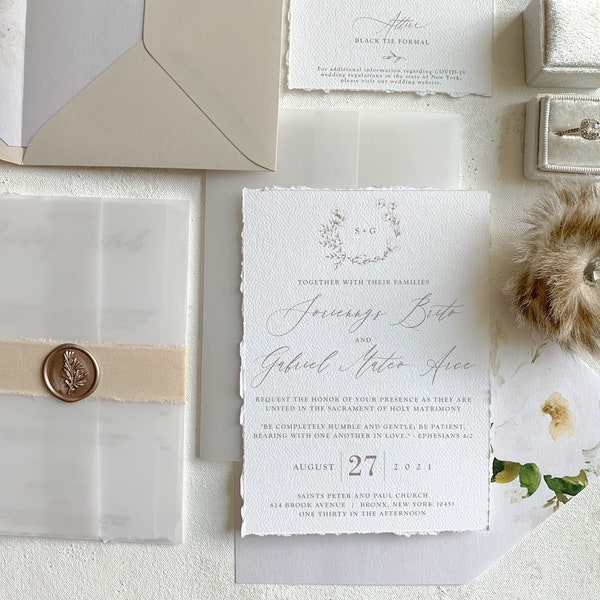 Hand Torn Wedding Invitation - Etsy