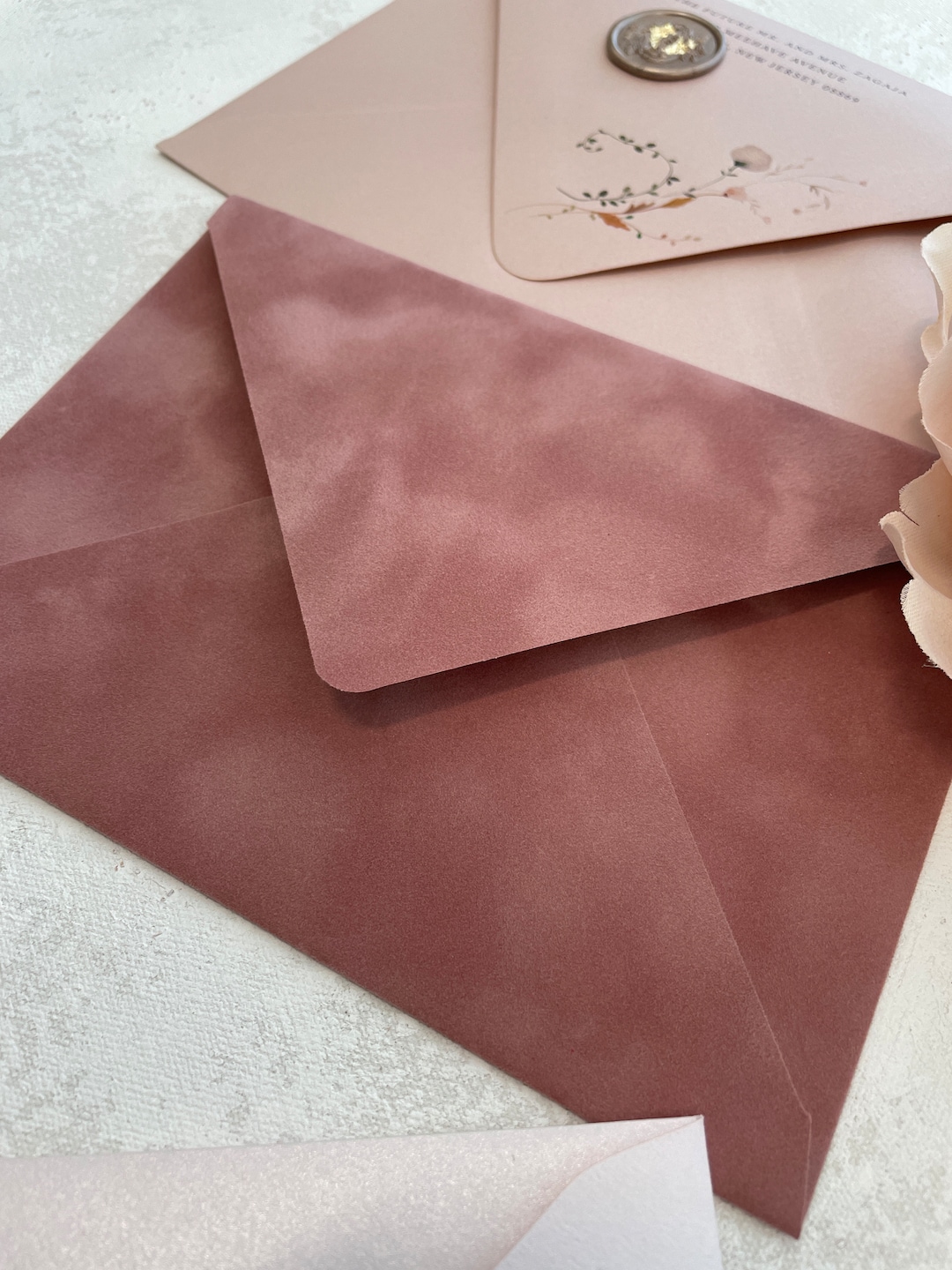 Dusty Rose Velvet Envelopes - Velvet Envelope - A7 7.25x5.25 | Other ...