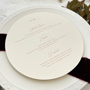7.5" Round Menu | Circle Wedding Menus | Formal Elegant Menu | Shimmer ...