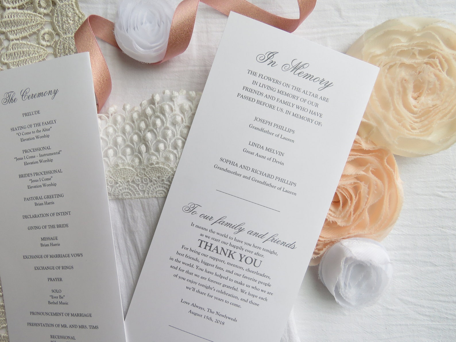 Folded Wedding Program Printable Template or Printing | Etsy