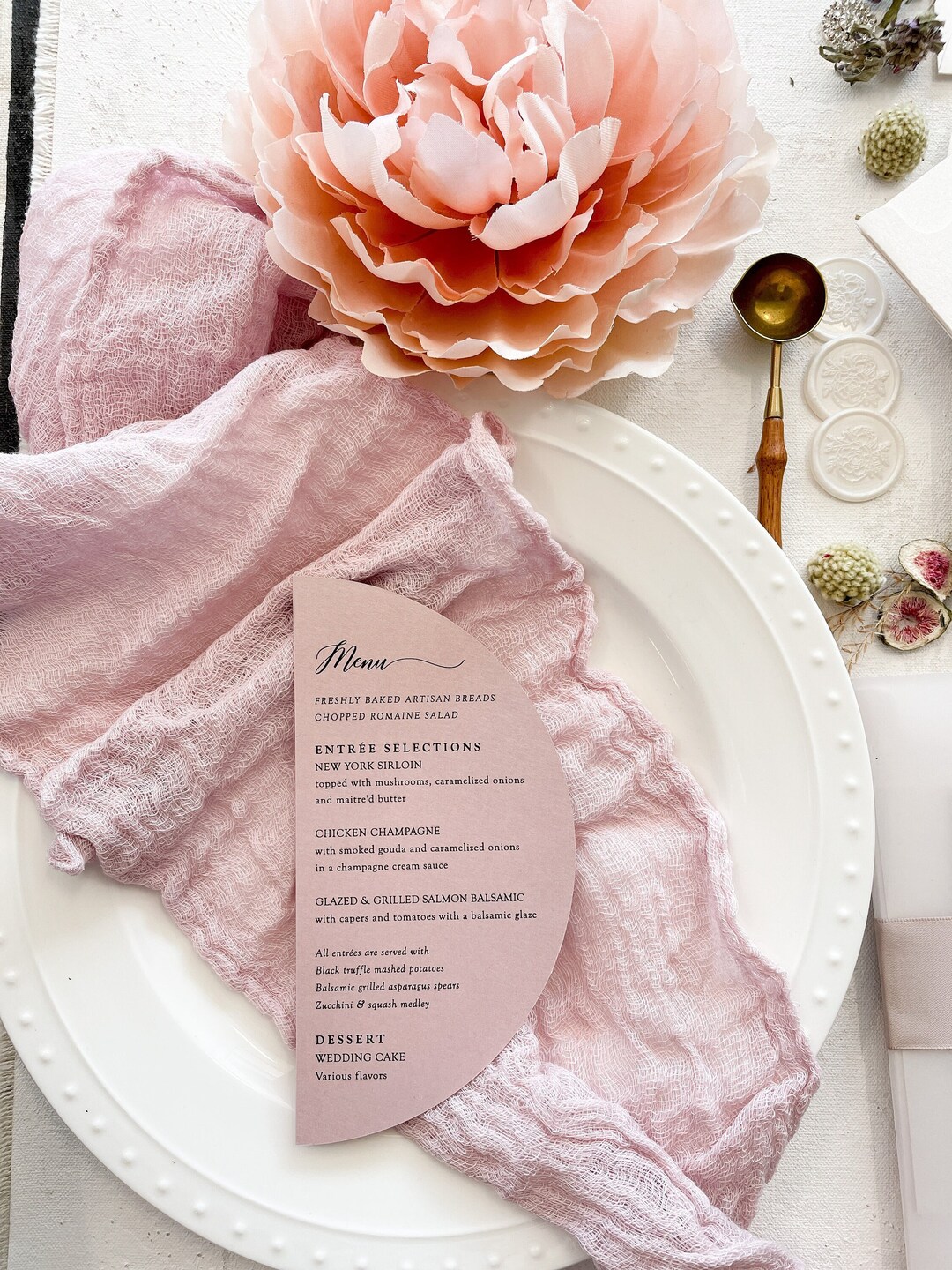 Mauve Half Circle Menu Set of 10 Style 74 - Etsy