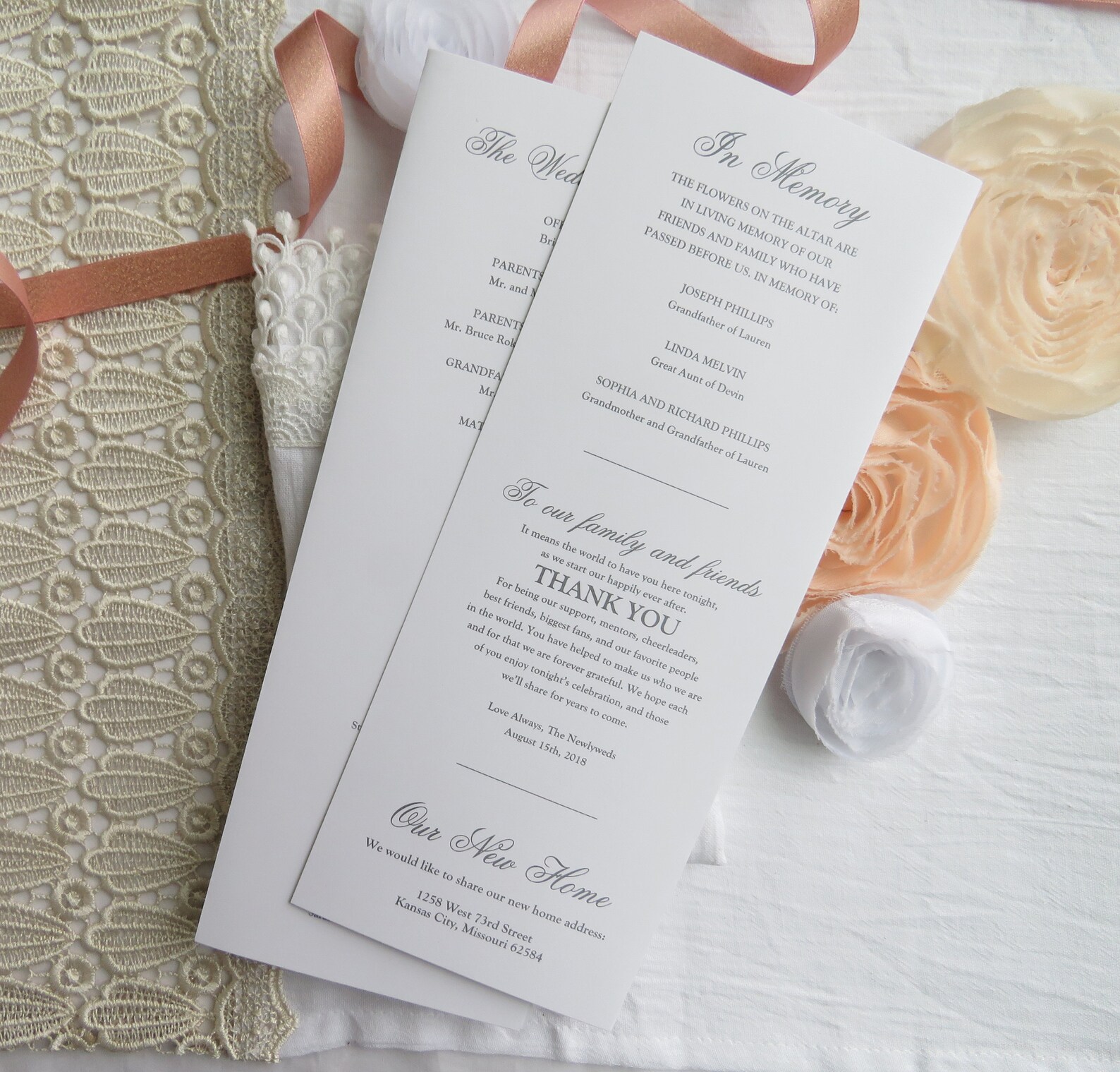 Folded Wedding Program Printable Template or Printing | Etsy