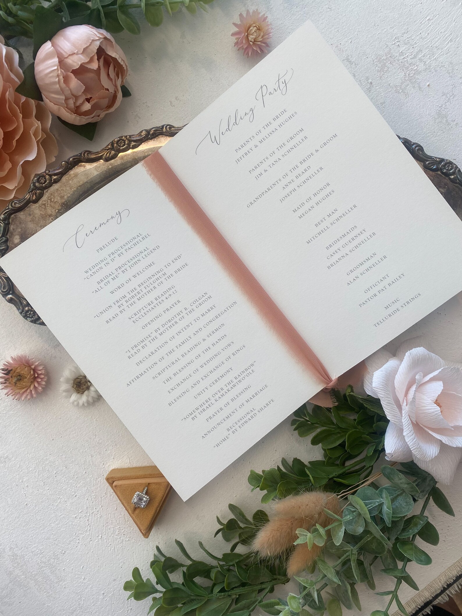 Folded Wedding Programs | Ceremony Program | Programs With Ribbon ...