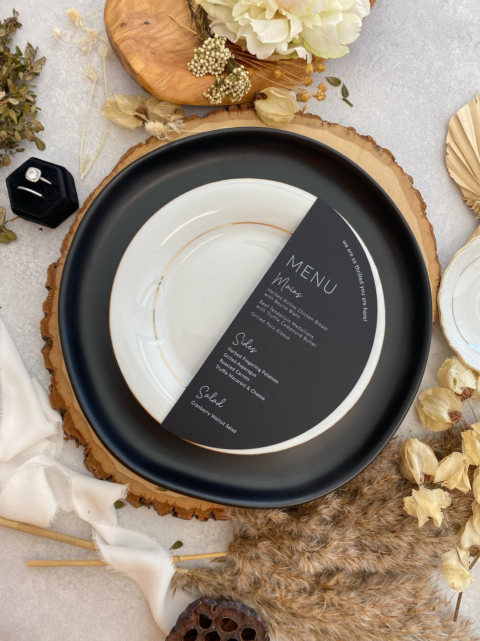 Black Half Circle Menus - Half Moon - 7.5 Inches Tall Style 298 - Etsy