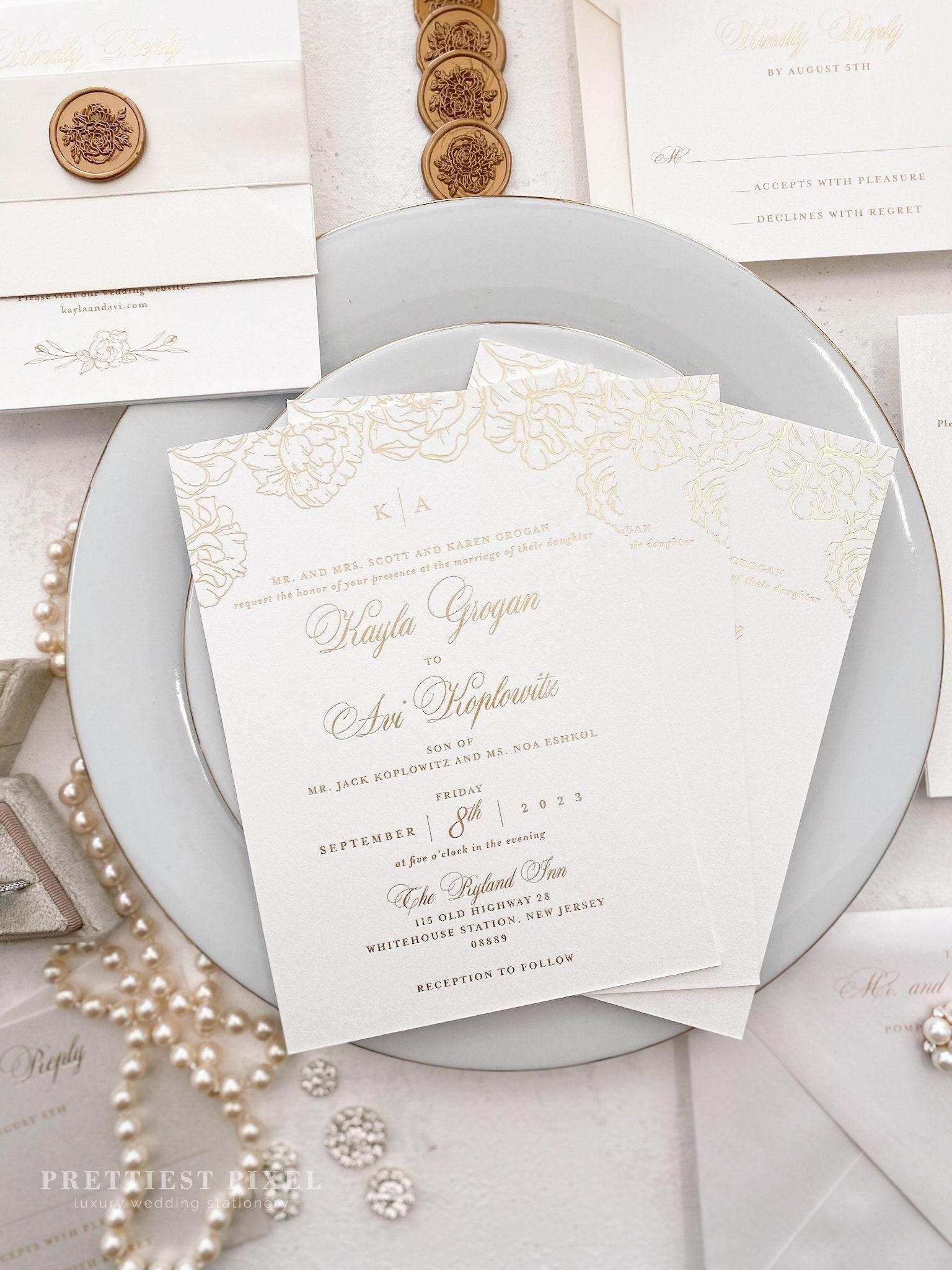 Elegant Ivory Wedding Invitations | Style 185 - Etsy
