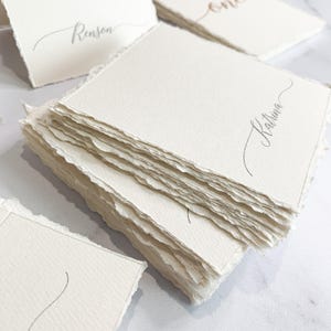 Wedding Place Cards: Deckle Edge Folded Name Tags - Custom Guest Names ...