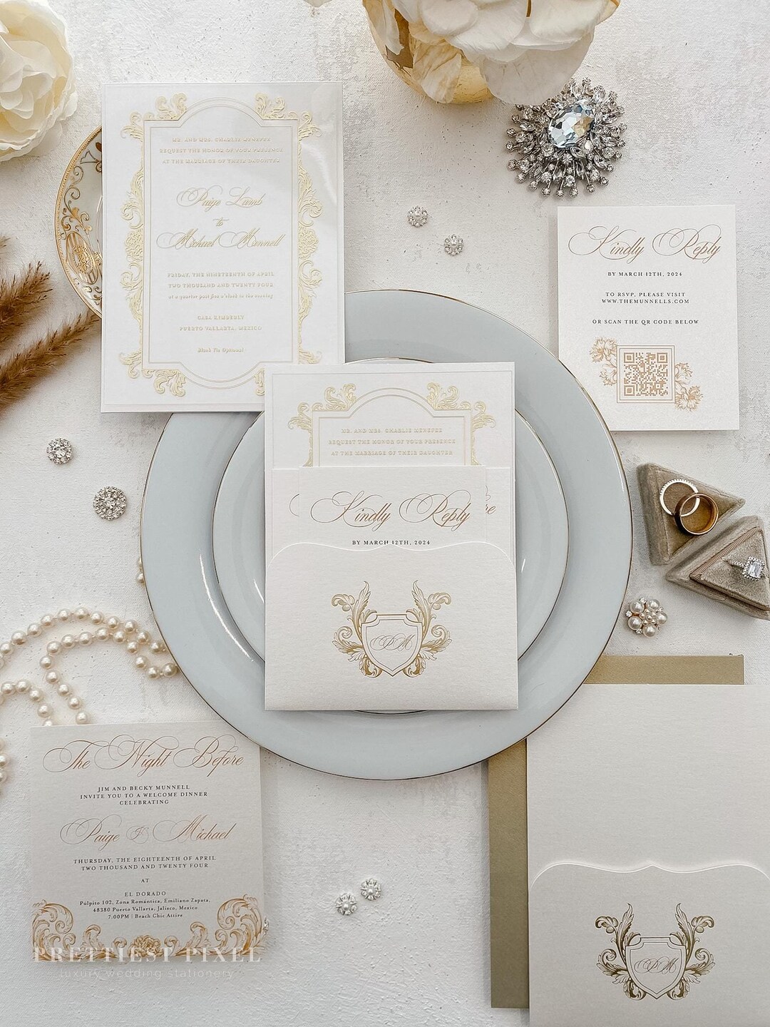 Luxury Gold Foil Wedding Invitation Formal Wedding Style 315 - Etsy