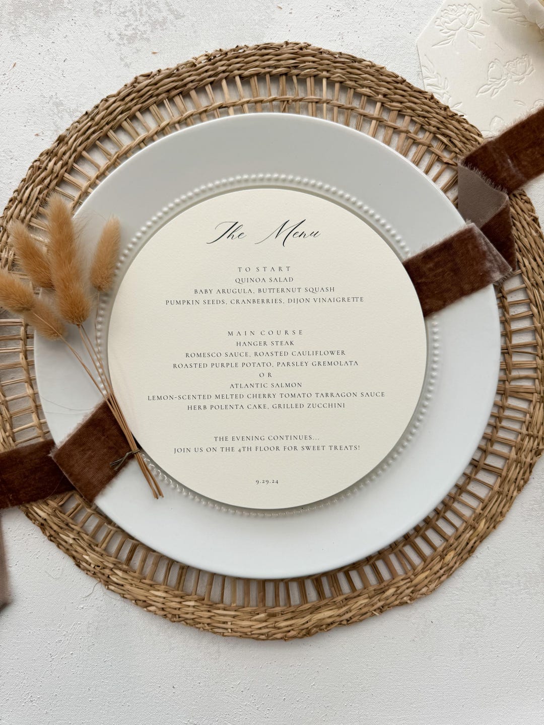 7.5” Circle Menus | Classic Menu | Round Circular Menus Boho-chic ...