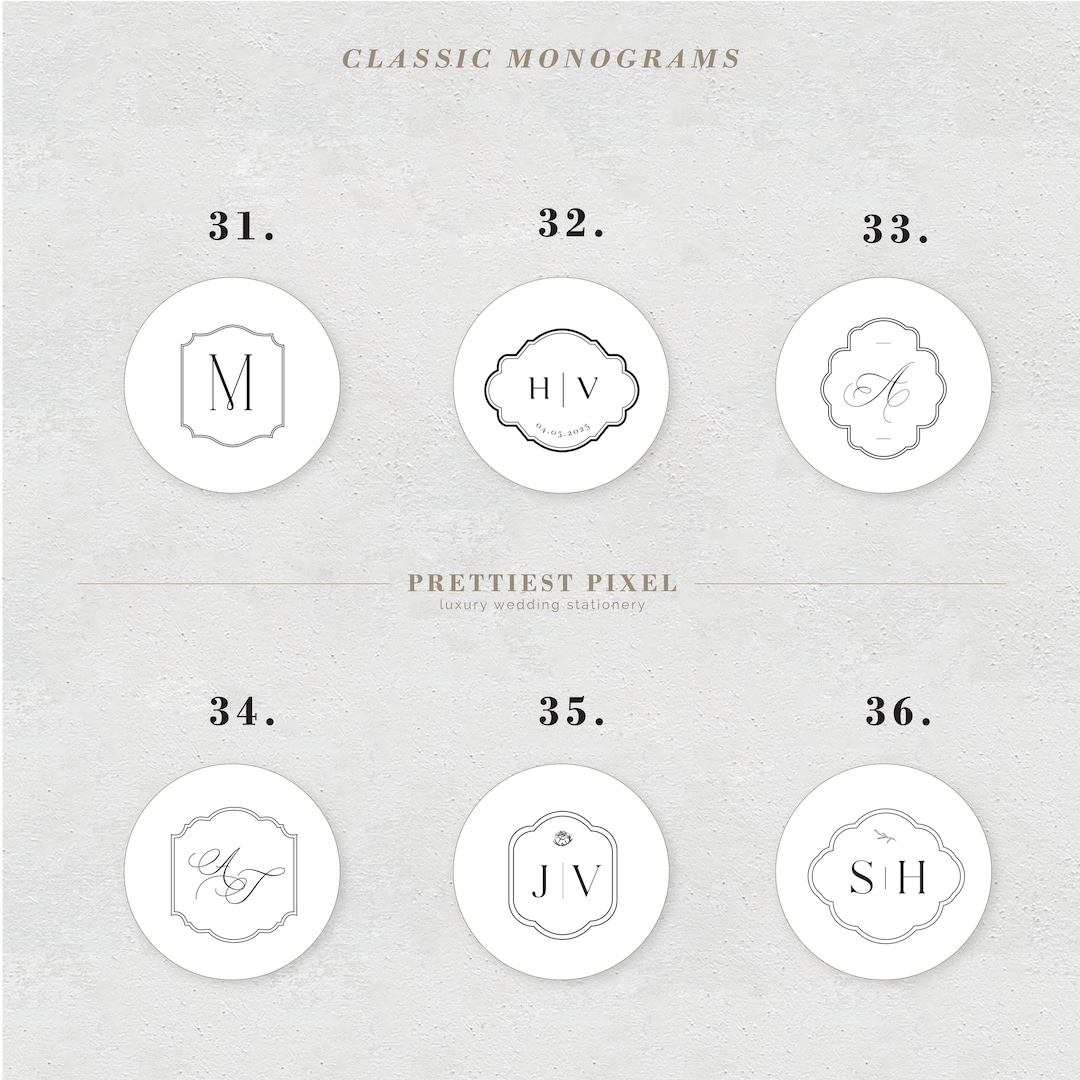 Classic Wedding Logo Crests | Personalized Event Monogram - Design ...