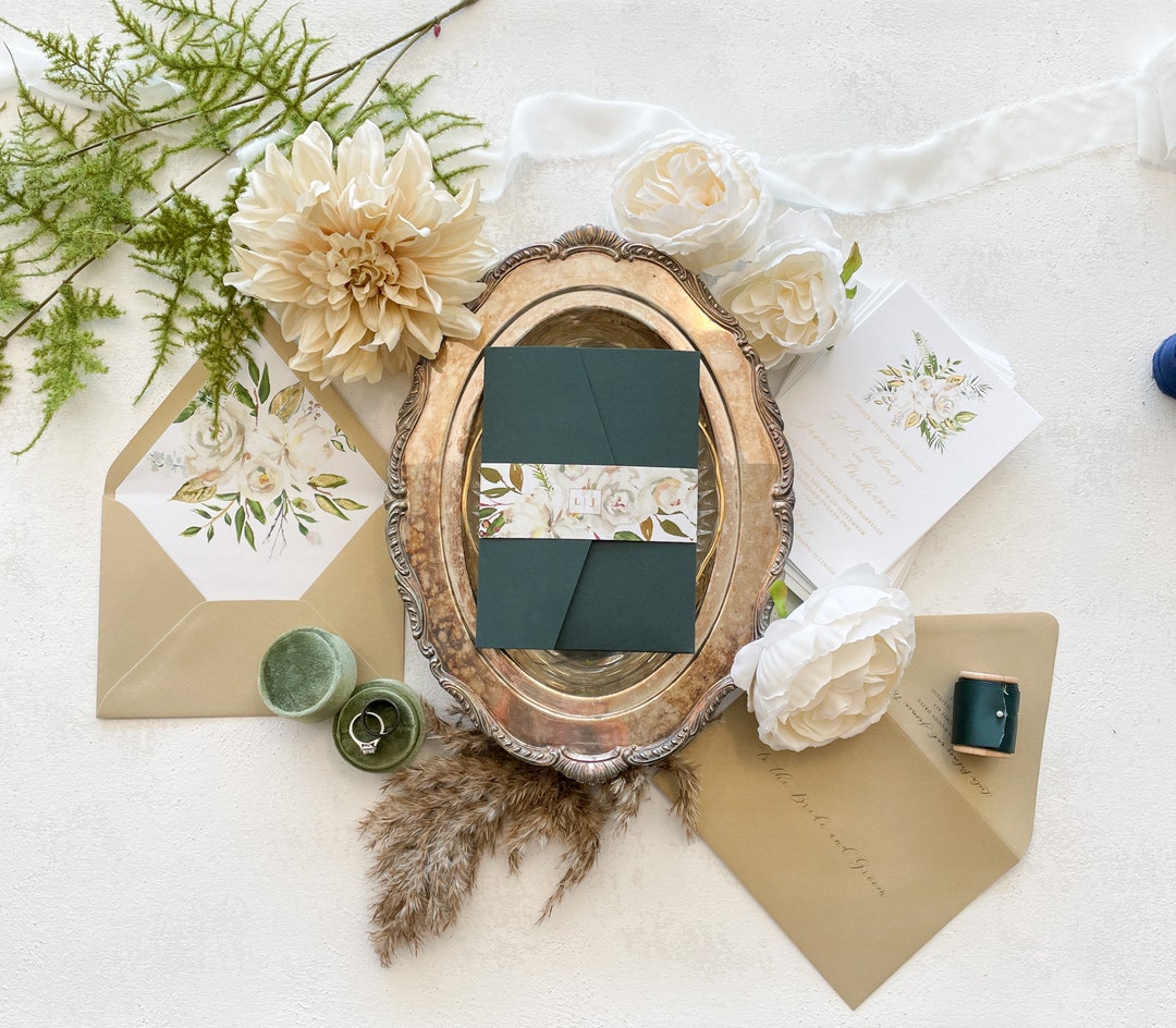 Dark Green Wedding Invitation Fall Wedding Invites - Etsy
