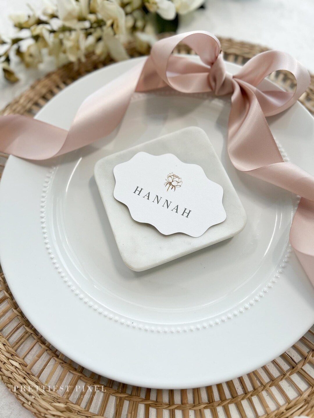 Wavey Oval Place Cards | Elegant Die-cut Name Cards Name Tags - Style ...