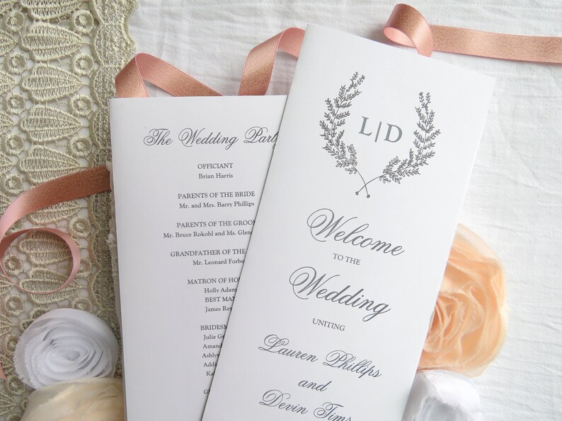 Folded Wedding Program Printable Template or Printing - Etsy