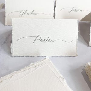 Wedding Place Cards: Deckle Edge Folded Name Tags - Custom Guest Names ...