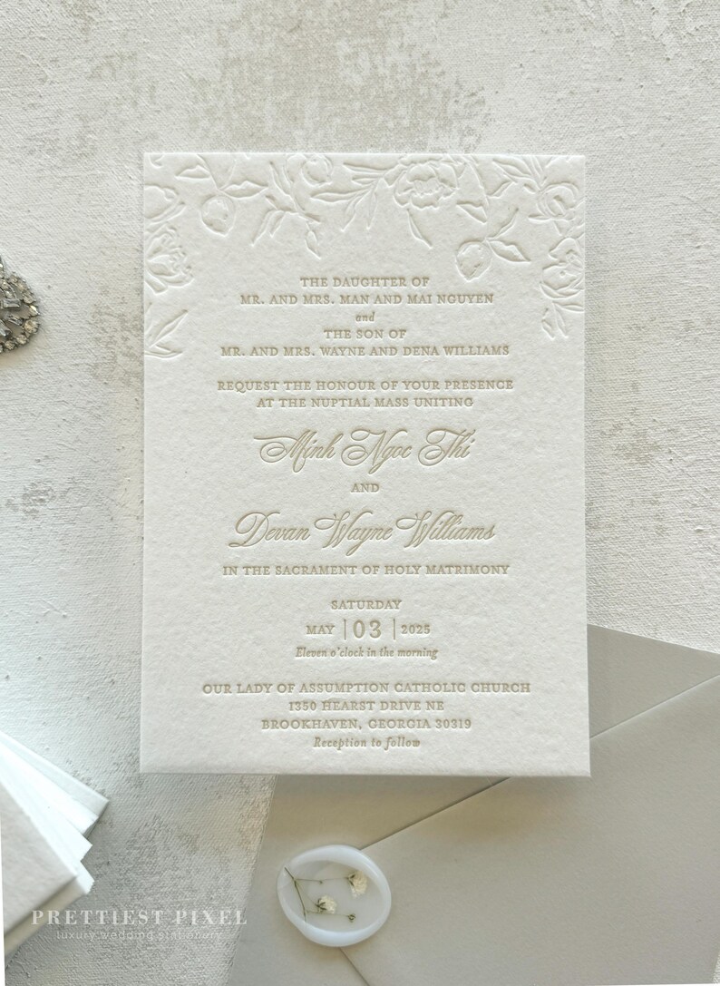 Embossed Letterpress Invitations | Neutrals | Wedding Invitation ...