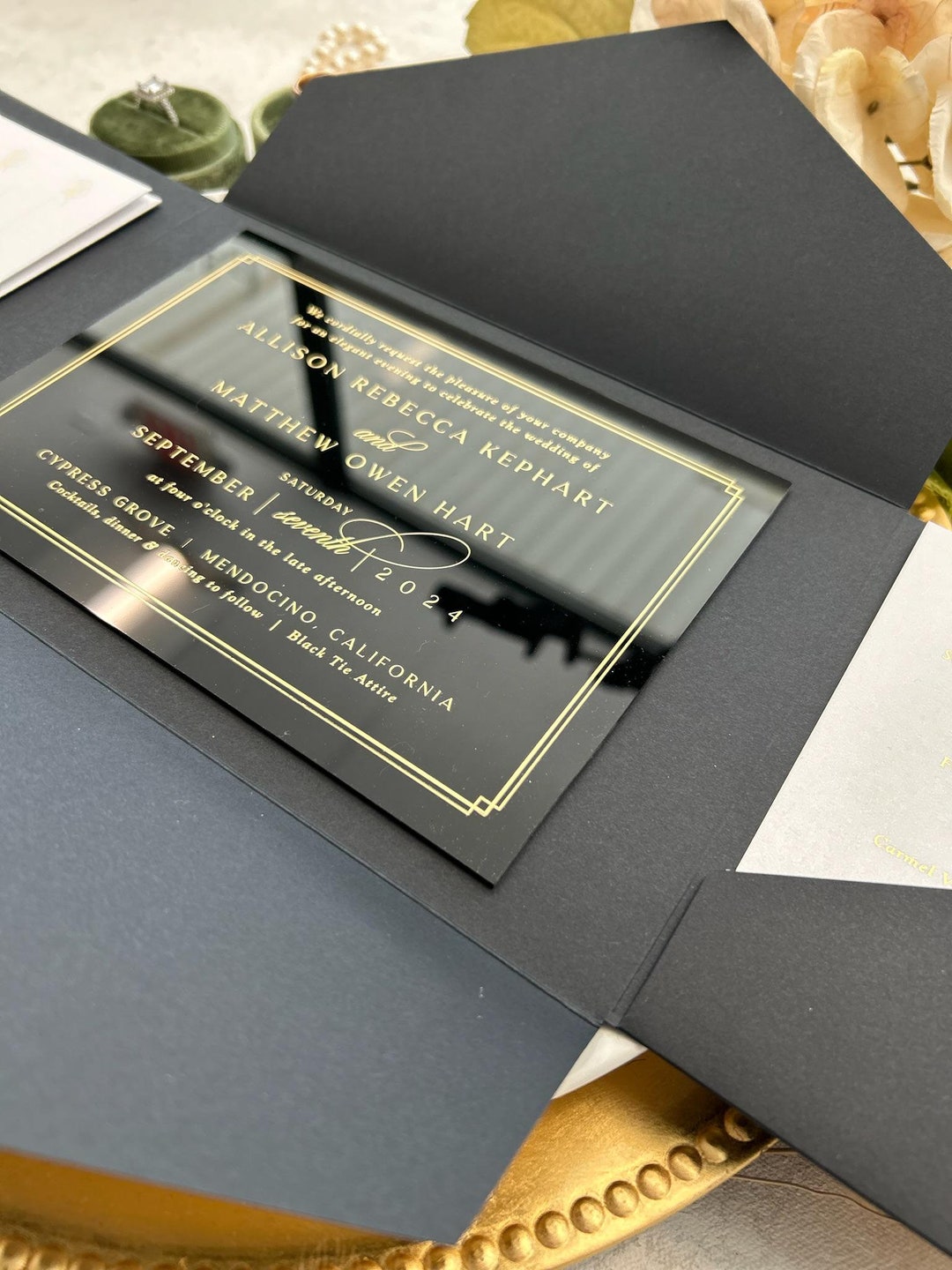 Black Acrylic Invitations | A La Carte | Middi Medium | Glossy and ...