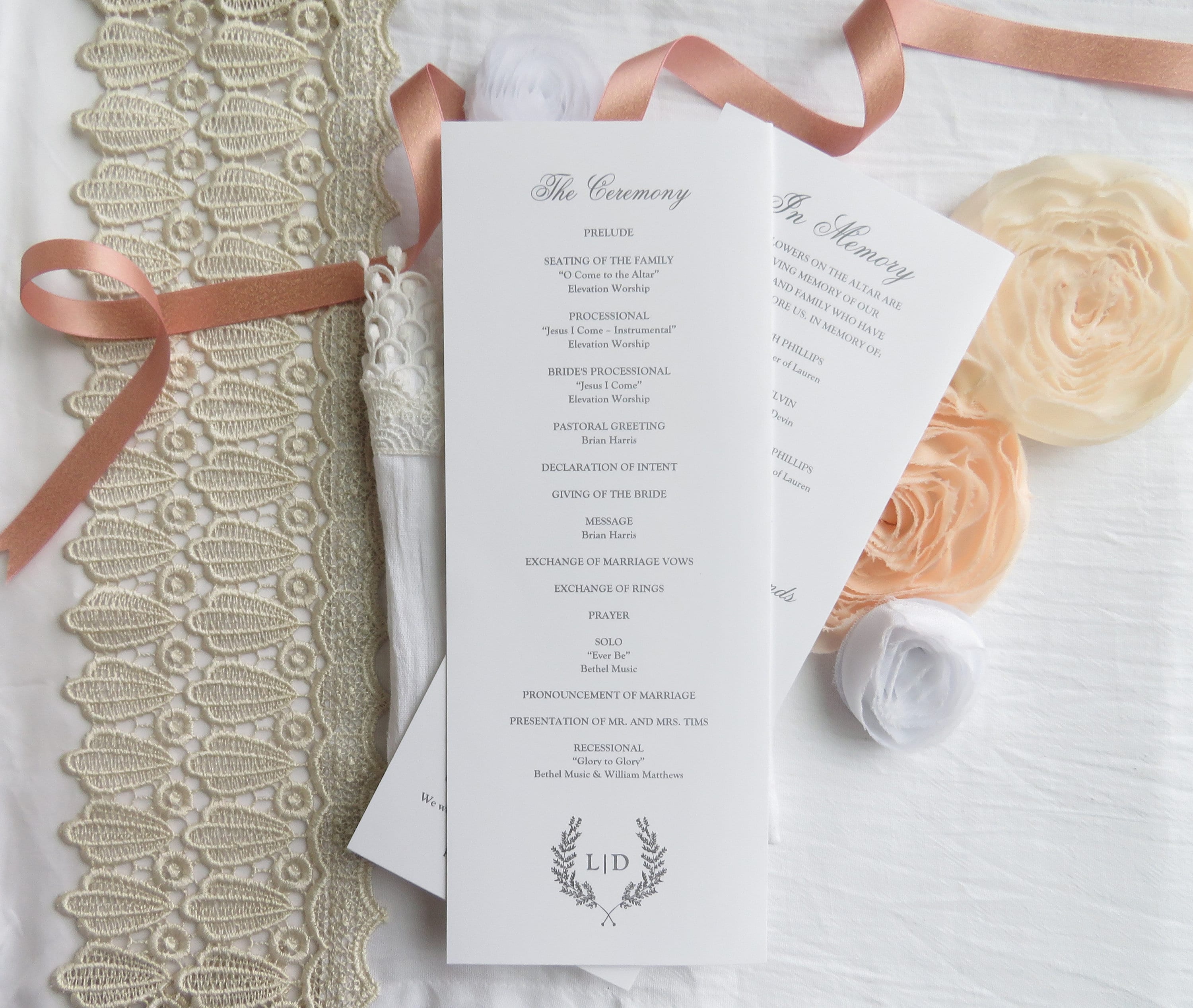 Folded Wedding Program Printable Template or Printing | Etsy