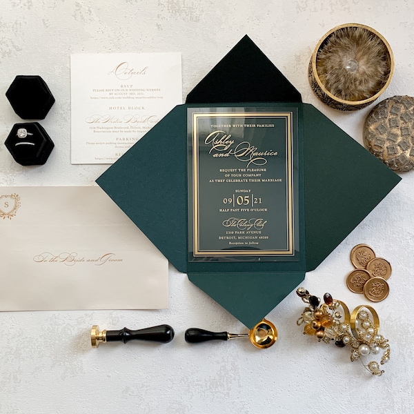 Emerald Acrylic Wedding Invitations - Etsy