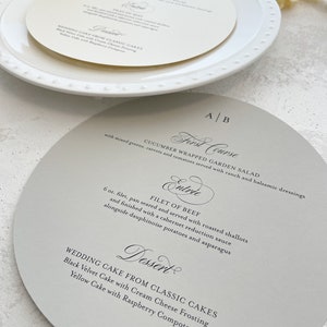 Circle Wedding Menu Any Color Paper 7.5 - Etsy