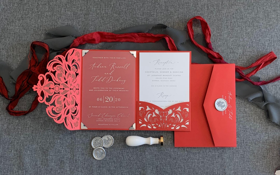 Red Invitations Invitations Frosted Invites Wedding - Etsy