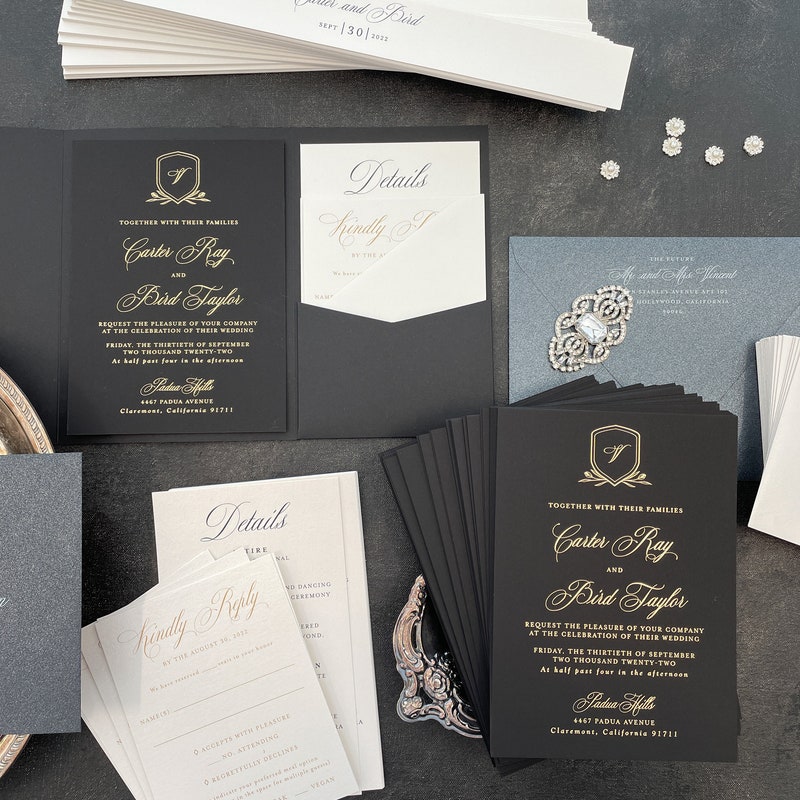 Gold Foil Invitation - Etsy