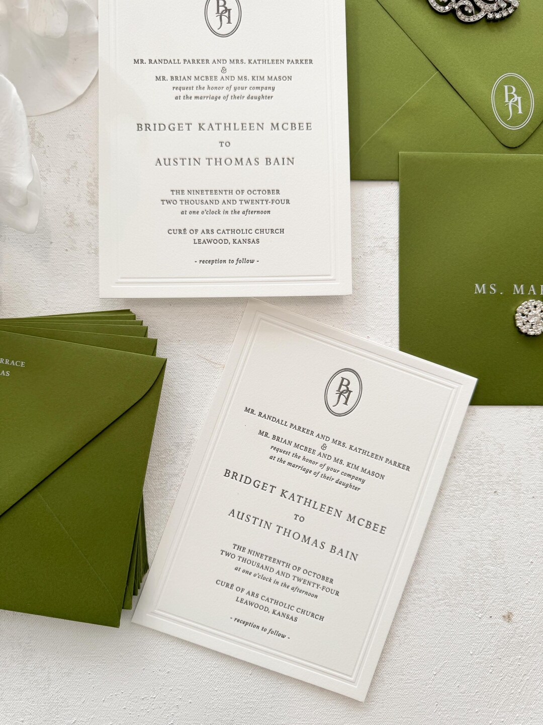 Letterpress Wedding Invitations | Letterpress Invites Style 292 - Etsy