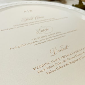 7.5" Round Menu | Circle Wedding Menus | Formal Elegant Menu | Shimmer ...