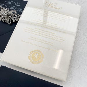 Elegant Gold Foil Wedding Invitations Clear Acrylic Wedding Invitation ...