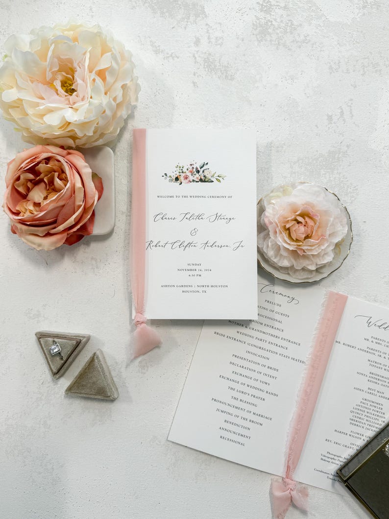 Folded Wedding Programs | Ceremony Program | Programs With Ribbon ...